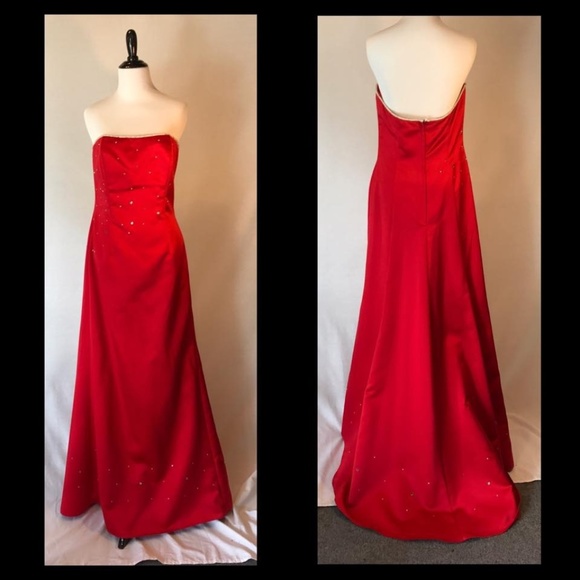 Dresses | Red Evening Gown Wrhinestones | Poshmark